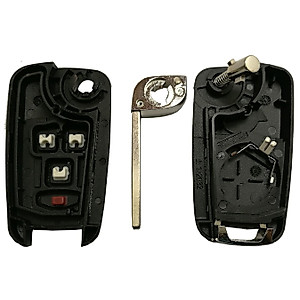 Key Fob Cover Case Shell with Keychain Fit for Chevrolet Chevy Cruze 2010 2012 2011 2014 Camaro Impala Aveo Epica Lova Keyless Entry Flip Remote Car Key Housing (1)