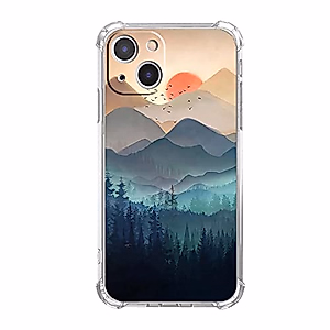 Vesidurt Mountain Sunset for iPhone 13 Mini Case,Nature Wilderness Landscape Pattern Case for Men Women,Trendy Soft TPU Protective Case for iPhone 13 Mini