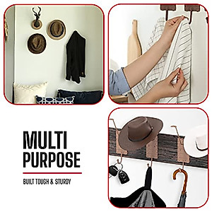 A.J. Boone Cowboy Hat Holder– Set of 2 Decorative, Wall-Mounted Hat Hooks – Heavy-Duty, Handcrafted, Iron Cowboy Hat Rack and Coat Rack for Storage and Display – Rustic Western and Farmhouse Décor