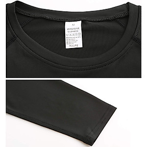 Men's (Pack of 3) Cool Dry Compression Long Sleeve Sports Baselayer T-Shirts Tops Black/White/Camo Black-L