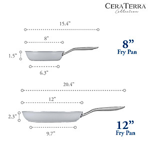 TECHEF - CeraTerra 8" & 12" Ceramic Nonstick Frying Pan Skillet, (PTFE, PFAS, and PFOA Free), Dishwasher Oven Safe, Stainless Steel Handle, Induction-Ready, Made in Korea (2-Piece Set)