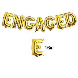 Gold 16INCH Engaged Party Balloon Engagement Golden Aluminum Foil Letters Balloons for Woman Girls Bridal Shower Party Engagement Decorations Party Supplies