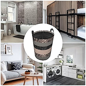 Blush Glitter Glam Stripes Foldable Laundry Hamper Freestanding Laundry Basket With Lid, Collapsible Large Drawstring Clothes Hamper Storage