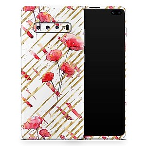 DesignSkinz Karamfila Watercolo Poppies V10 Protective Vinyl Decal Wrap Skin Cover Compatible with The Samsung Galaxy S20 (Screen Trim & Back Glass Skin)