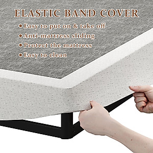 SHOANED Queen Size Box Springs - 5 Inch Low Profile Mattress Foundation No Noise Heavy Duty Metal Basics Bed Base with Clean Fabric Cover, Easy Assembly