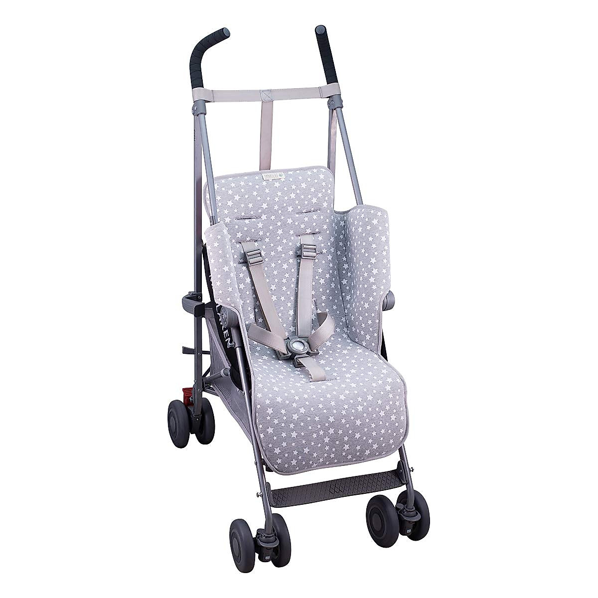 JYOKO Kids Mat Cotton Compatible with Maclaren Quest (New Version: Padded) (White Star)