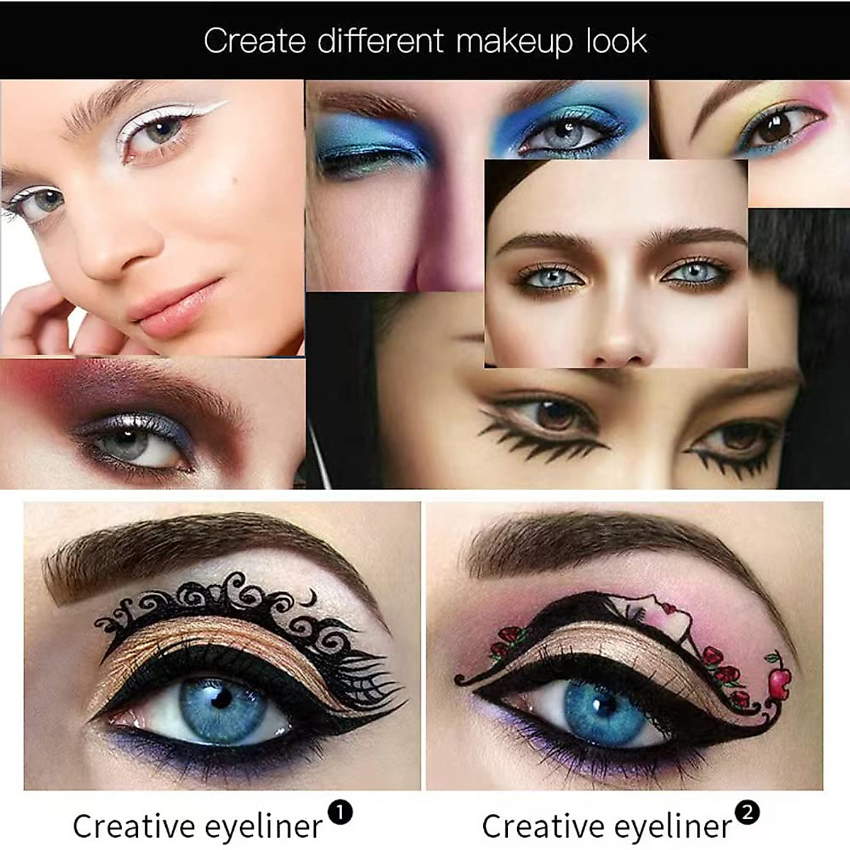 Yeweian Black White Eyeliner Pencil Set, Matte Smooth White Eye Brightener Stick, Quick Drying Waterproof High Pigmented Highlighter Eye Liner Eyeshadow Makeup, with Built-in Sharpener