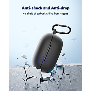 【EarFun Official】 Protective Case Cover for EarFun Air Pro 3, Soft Silicone Protective Case with Keychain, Shock-Proof Silicone Skin Full Protective Cover, Supports Wireless Charging, Black