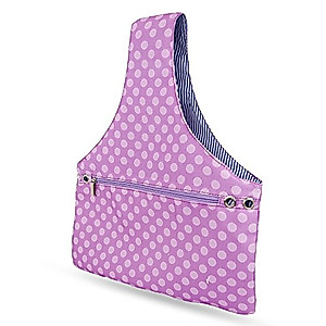 JamieCraft Yarn Bag – Portable, Light, and Easy to Carry Canvas Wrist Bag for Crochet and Knitting On The Go, Project Bag Holds Supplies and 14 Inch Needles or Hooks (Purple Dots)