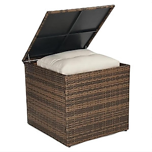 RICHSEAT Dark Brown Gradient PE Rattan Wicker Sectional Sofa 6 Piece 7 Seats Outdoor Patio Furniture Conversation Sets Loveseat Chair Seating Group with Cushions and Table