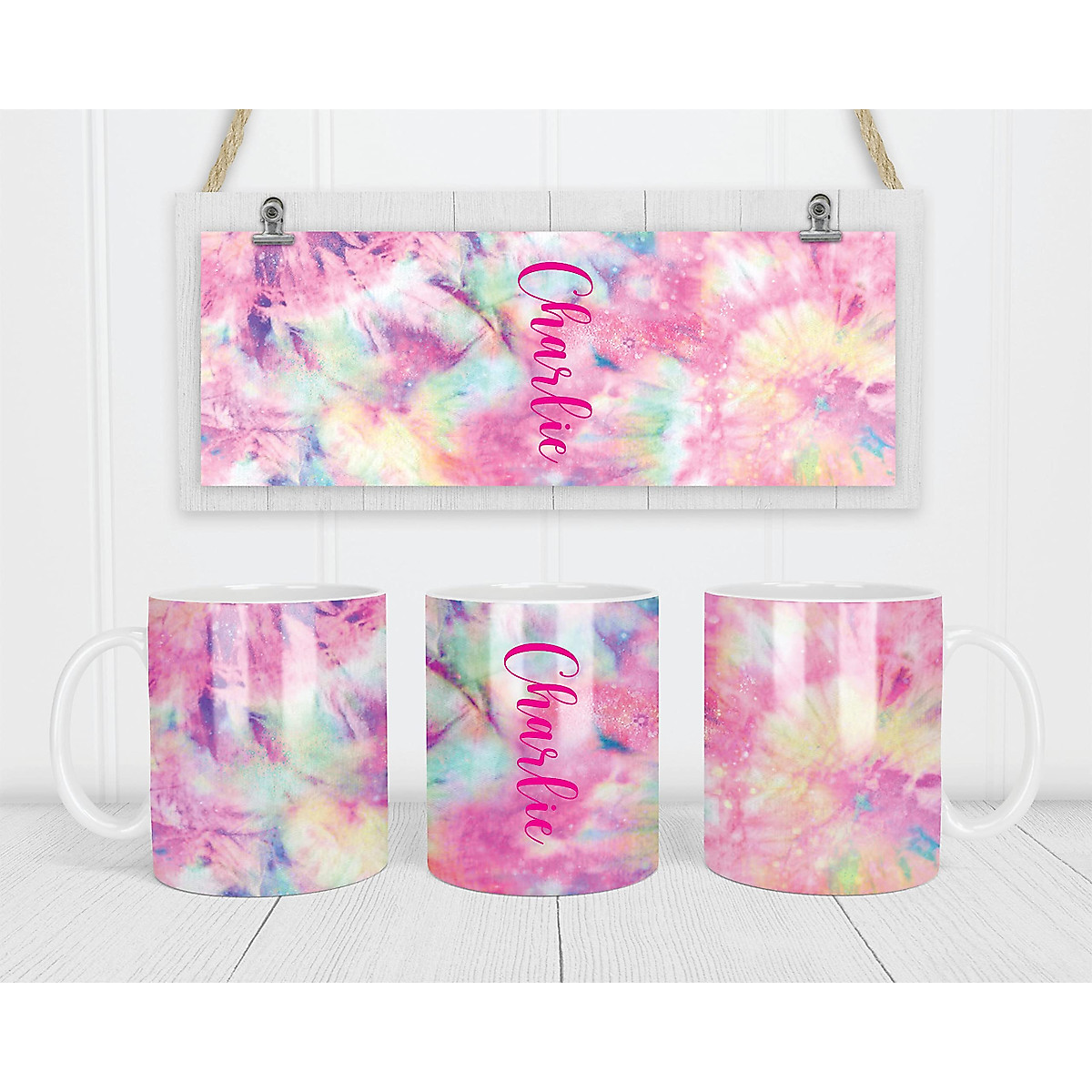 Personalized Tumbler | Stainless Steel 20oz Tumblers | Custom Tumbler For Women | Travel Cup | Double Wall Coffee Cup for Hot and Cold Drinks | Tie Dye Yellow Purple Pink Tumbler