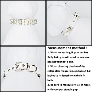 Cdycam White Peal Dog Collar, Pet Peal Necklace Dog Collar for Small Dogs Puppies Kitty, Elegant Cute Dog Collar for Girls Female Ladies on Wedding Party Park Walking Dogs (Large)