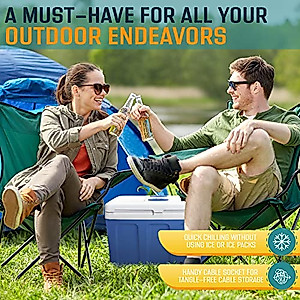 K-box Electric Cooler and Warmer with Wheels for Car and Home - 48 Quart (45 Liter) - 6 FT. EXTRA Long Cables Dual 110V AC House and 12V DC Vehicle Plugs (Blue)