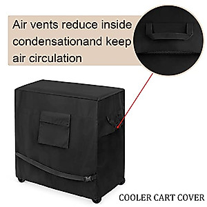 EDOSTORY Cooler Cart Cover, Waterproof UV Resistant 600D Oxford Fabric Fit for Most 80 Quart Rolling Ice Chest Cooler Upto 34L x 20W x 32H inch, Black