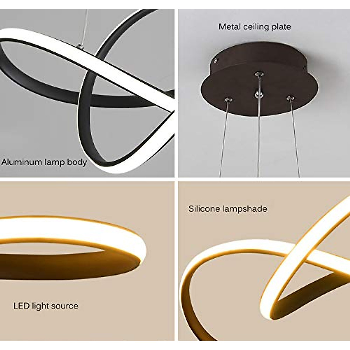 Ziplighting LED Modern Pendant Light with Remote Dimmable Pendant Lighting Stepless Dimming Chandelier Contemporary Adjustable Ceiling Fixture Light for Dining Living Room Kitchen Island