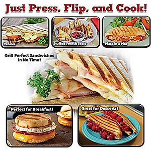 Happy Sales HSGS-HPNI, Grilled Sandwich Panini Maker Hot Sandwich Maker Pan Nonstick Aluminum Flip Pan