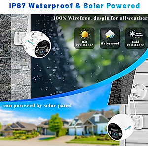 NoahTec Solar Security Cameras Wireless Outdoor, 2K HD Battery Solar Powered Cameras for Home Security Outside AI Motion Detection Siren, Spotlight Night Vision Two Way Talk (2.4GHz WiFi)