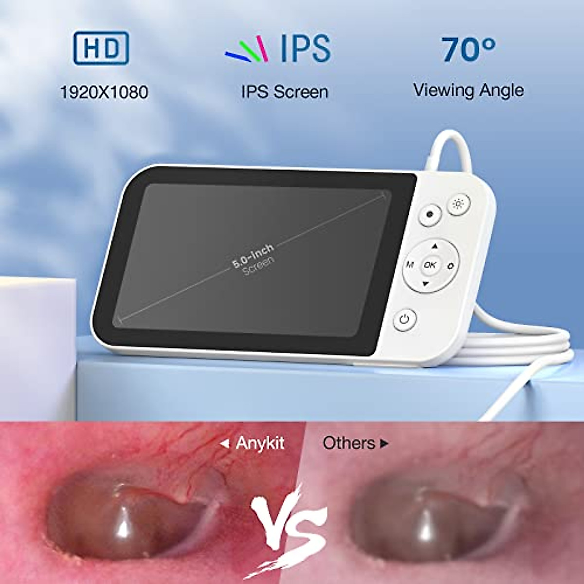 Ear Wax Removal Camera, Visual Ear Cleaner with 5" IPS Screen, Digital Otoscope with Ear Cleaning Tool, 32G Card, HD Video Ear Scope Supports Photo Snap and Video Recording.