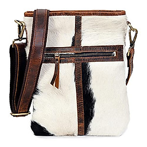 Upcycled Cowhide Hair On Leather Crossbody Bag for Women's