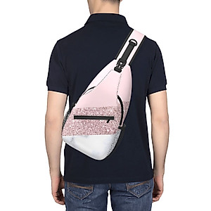 Hicyyu Rose Gold Glitter Outdoor Crossbody Shoulder Bag For Unisex Young Adult Hiking Sling Backpack