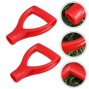 Cabilock 2pcs Shovel D Grip Replacement Handle Plastic 3. 2cm for Garden Spade Rake Snow Shovel Digging Raking Tools Red