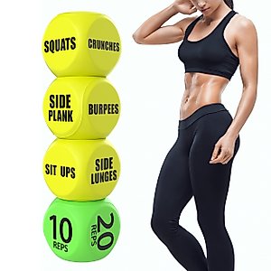 Skywin-Exercise Dice, Fun Workout Dice for Solo or Group Classes, 6-Sided Foam Fitness Dice Great Dynamic Exercise Equipment (Yellow)