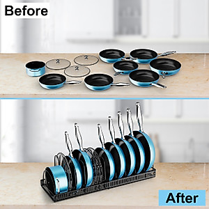 coneyaro Expandable Pots and Pans Organizer Pot Rack for Kitchen Cabinets