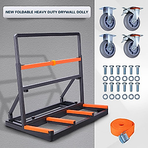 Upgrade Folding Drywall Cart Heavy Duty,Drywall Dolly with Rubber Swivel Casters,2200 lbs Load Capacity, Panel Cart Plywood Dolly Handling Sheetrock Plywood Glass Door and Windows Service Cart