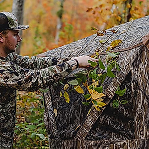 Barronett Blinds® Memory Maker 5, Portable Hunting Blind, 5-Sided Hub Blind, 600 Denier Fabric, Silent Slide Windows, 4-Person, Mossy Oak® Original Treestand, 72” x 96” x 96”, GK550BLT