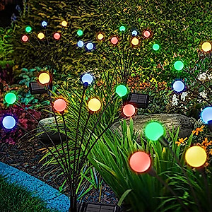 ZWOOS 4-Pack 10 LED Solar Firefly Lights, Solar Outdoor Lights Waterproof for Garden, Patio, Yard - Light Up Whole Night (RGB)