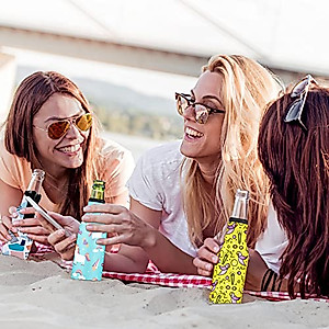 Sublimation Blanks Beer Bottle Insulator Sleeve, 12 Pack 12oz Standard Beer Bottle Cooler Covers Zip-up Bottle Jackets Personalized Sublimation Neoprene Sleeves for Summer Pool Beach Party Favors