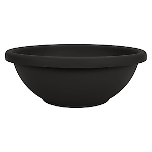 The HC Companies Shallow Planter with Drainage - Contemporary Garden Bowl Planter for Flowers, Herbs & More - Round Succulent Planter Pot for Indoors and Outdoors (20" Black, Pack of 1)