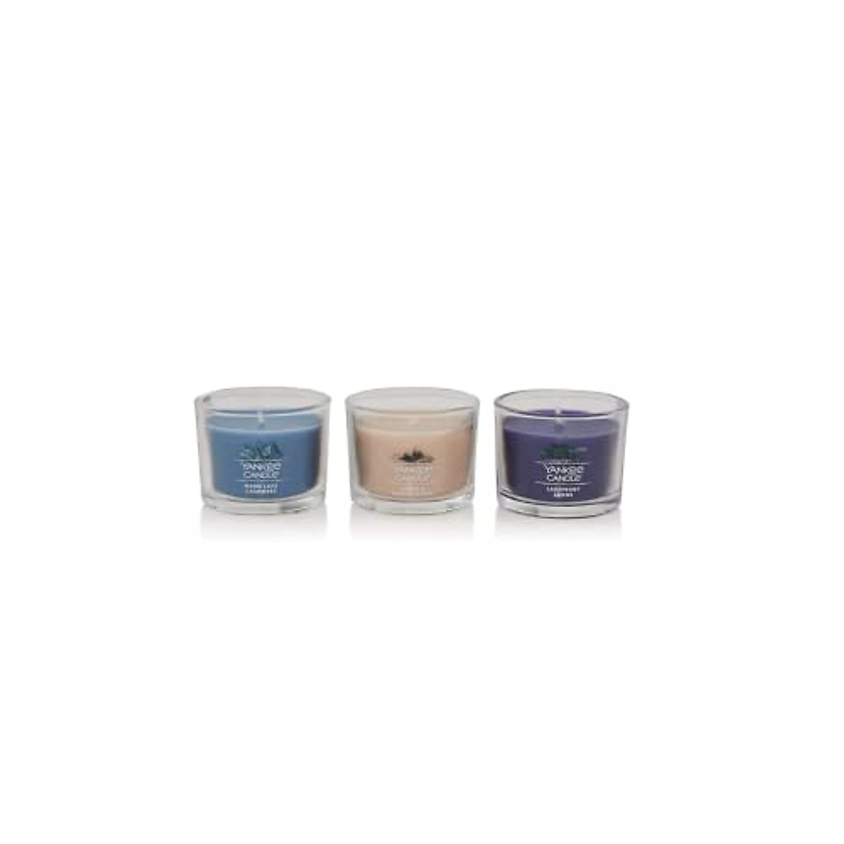 Yankee Candle Flannel Weather Gift Set 3 Mini Candles - Warm Luxe Cashmere, Amber & Sandalwood, and Lakefront Lodge