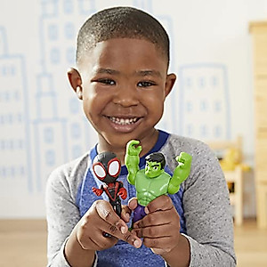 Spidey and His Amazing Friends Hero Reveal 2-Pack, Marvel Action FiguresMask Flip Feature, Miles Morales and Hulk