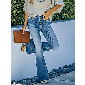 KUNMI Women's Flare Bell Bottom Jeans High Waisted Wide Leg Bootcut Jeans Stretchy Denim Pants