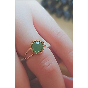 14k Gold Filled Jade Ring Gemstone Natural Stone Princess Setting