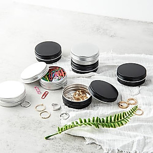 Restaurantware RW Base 2 Ounce Tin Storage Boxes 10 Round Tin Boxes With Lids - Durable Screwable Lids Black Aluminum Storage Containers Customizable Fits Mints Pills Or Herbs