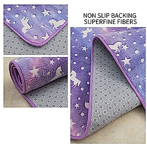 QH Purple Seamless Unicorn Pattern Glow in The Dark Area Rug Area Rug for Living Room Bedroom Playing Room Size 5'x6'