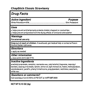 ChapStick Classic (1 Box of 12 Sticks, 12 Total Sticks, Strawberry Flavor) Skin Protectant Flavored Lip Balm Tube, 0.15 Ounce Each