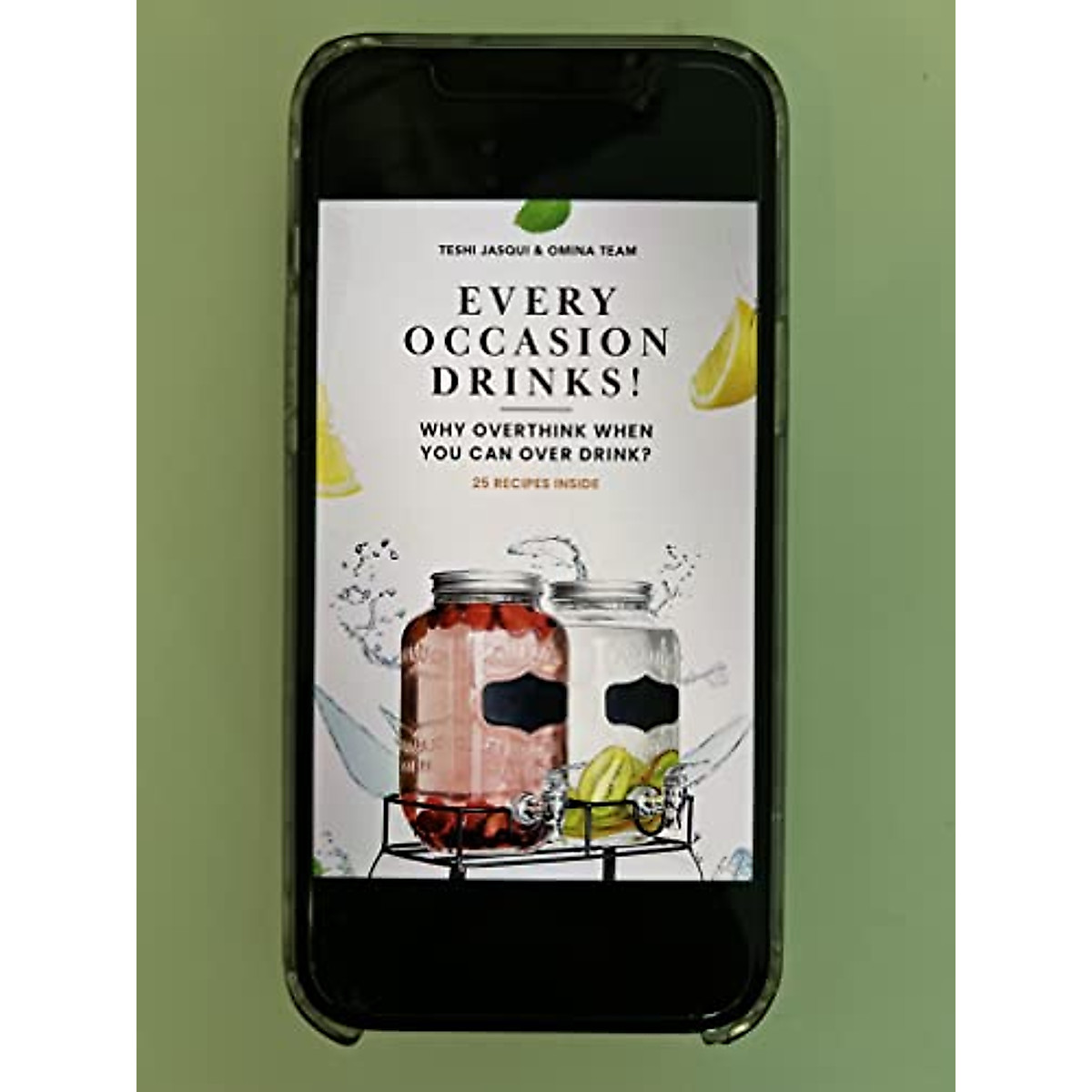 OMINA Pack of 2 Beverage Dispenser with Stand, 1 Gallon Each, Dual Drink Dispensers for Parties with Fruit Infuser, Ice Cylinder and Leakproof Spigot | Screw on Lids | 25 Drink Recipe E-Book