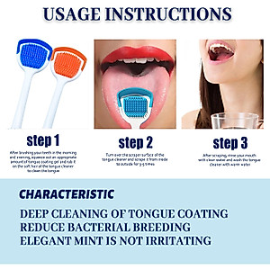 4 Pieces Tongue Scraper, Tongue Cleaner Brush for Adults Tongue Scrubber for Better Breath and Oral Hygiene