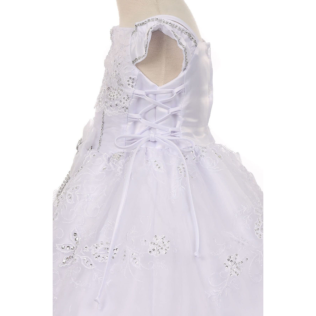 BluNight Collection Virgin Mary Embroidery Off Shoulder Baby Infant Girl Baptism Christening Dress (TR40K1) White 0