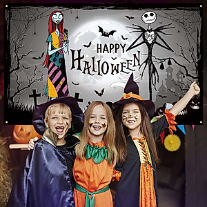 Halloween Decorations Halloween Gothic Skull Backdrop October 31 Decor Jack and Sally Decor Halloween Decorations for Home Party