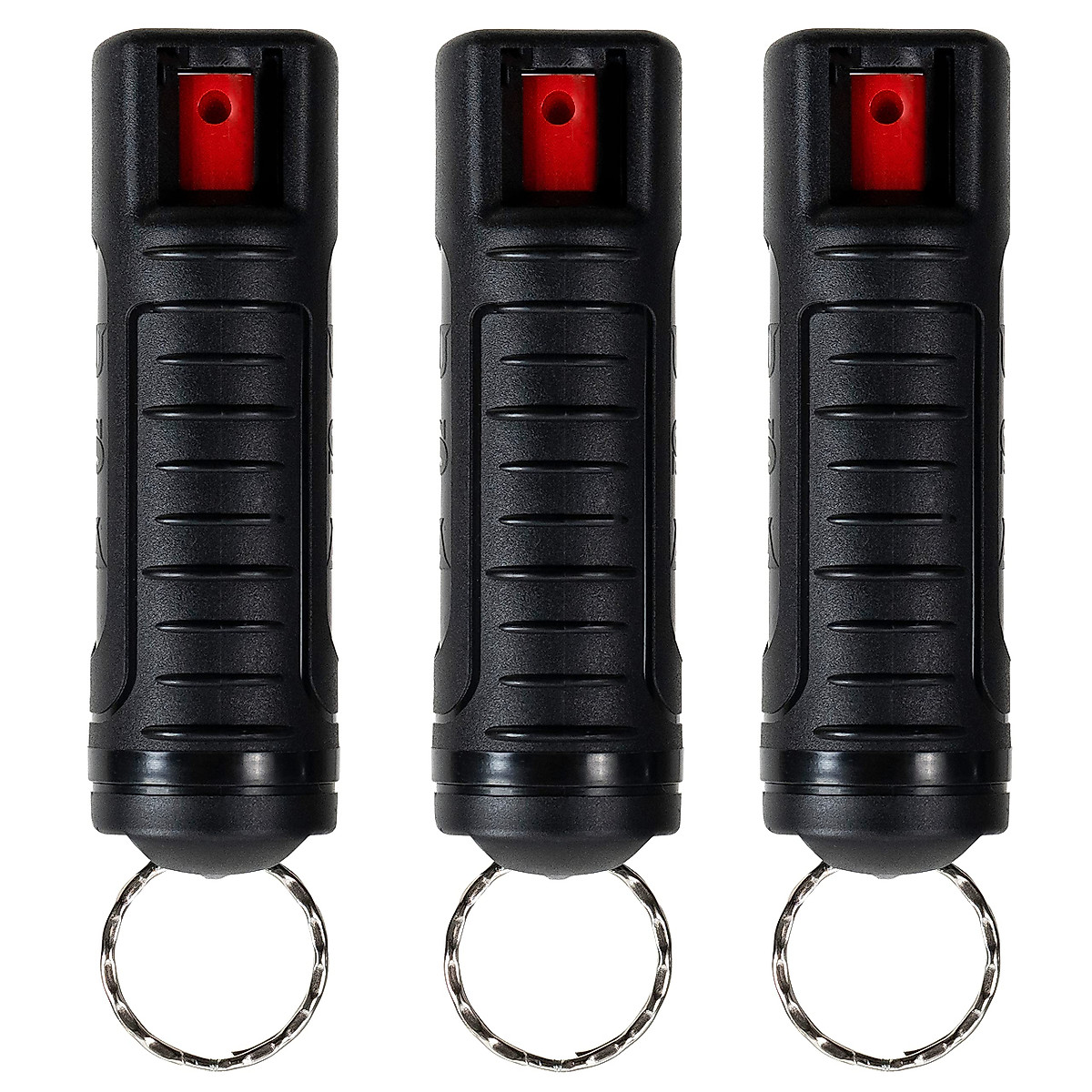 Police Magnum Keychain Pepper Spray Self Defense Belt Clip Holder- Tactical Safety Key Chain for Women & Men- Made in The USA- 3 Pack Black INJ
