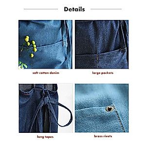 Gautsa Denim Matching Apron for Kids and Adults, Children Age 4-7 9-12, Cooking Gardening Painting BBQ… (lightblue, adult)