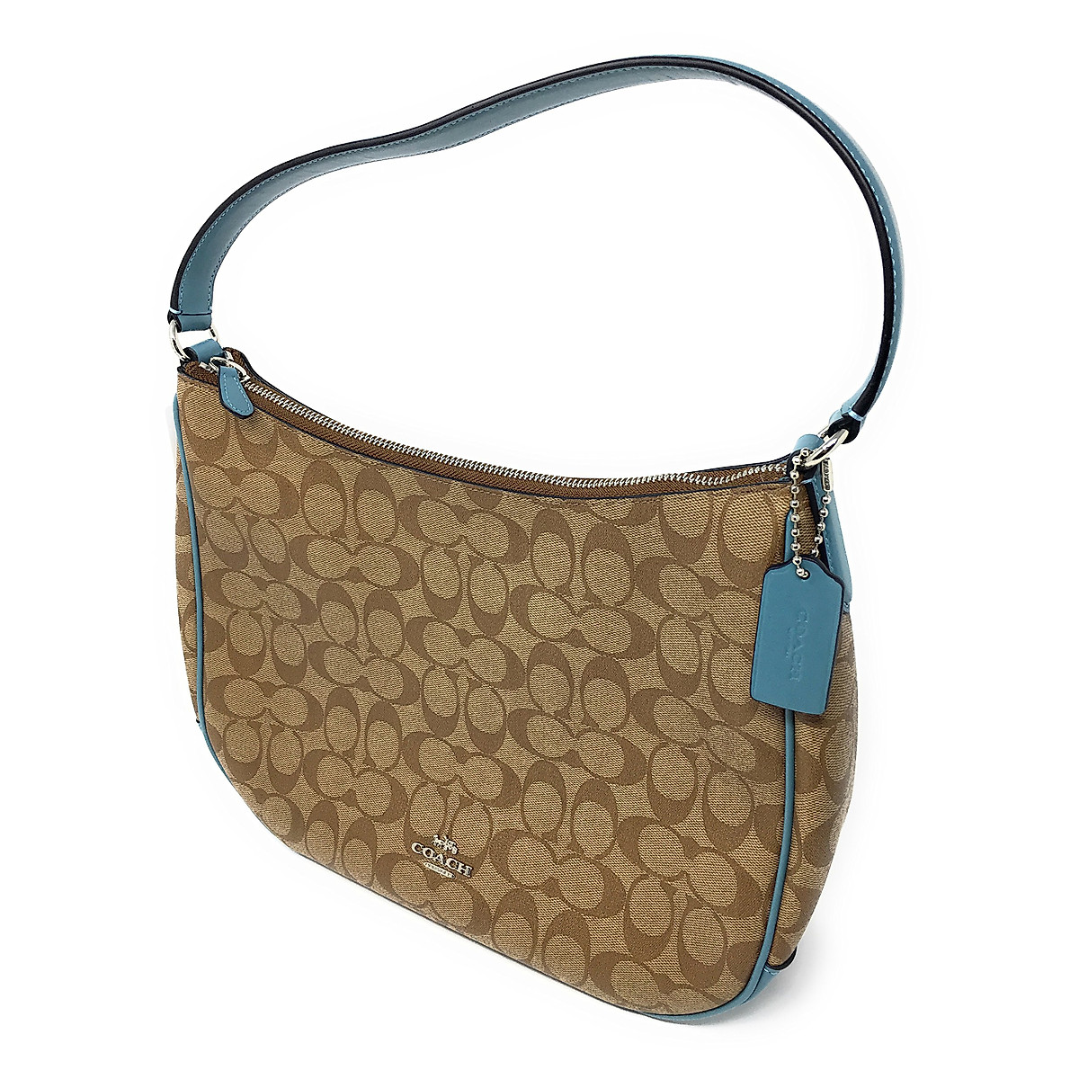 Coach F29209 ZIP SHOULDER BAG IN SIGNATURE CANVAS CYAN