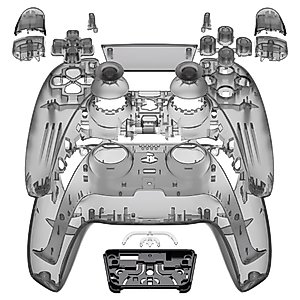 eXtremeRate Full Set Housing Shell with Buttons Touchpad Cover, Clear Black Custom Replacement Decorative Trim Shell Front Back Plates Compatible with ps5 Controller BDM-030 BDM-040