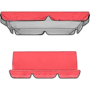 Outdoor Porch Swing Canopy Waterproof Top Cover Set, 2 & 3 Seater Garden Porch Seat Furniture Sun Shade Patio Swing Hammock Top Sunproof Cover for Garden, Poolside, Balcony (Red)