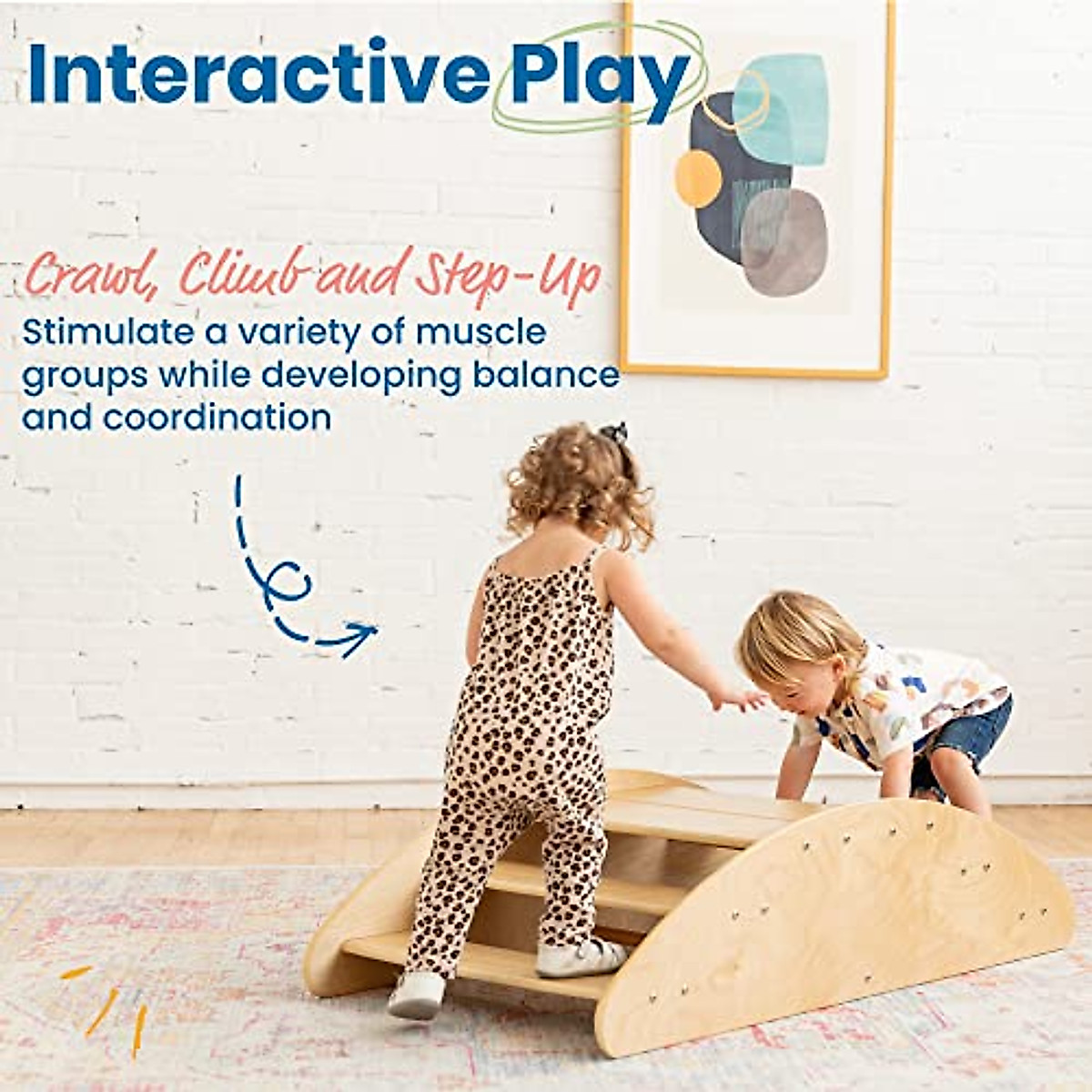 ECR4Kids Rocking Boat and Steps, Play Center, Natural