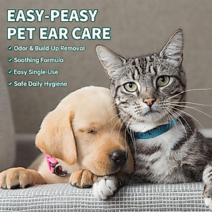 Ear Wipes for Dogs Cats, 200 Pcs Pet Ear Cleaner Wipes for Dogs Cats Gently Remove Ear Wax, Dirt Debris - Cleanse, Soothe & Deodorize - Dog Cat Ear Cleaning Wipes Relieve Ear Itching & Inflammation